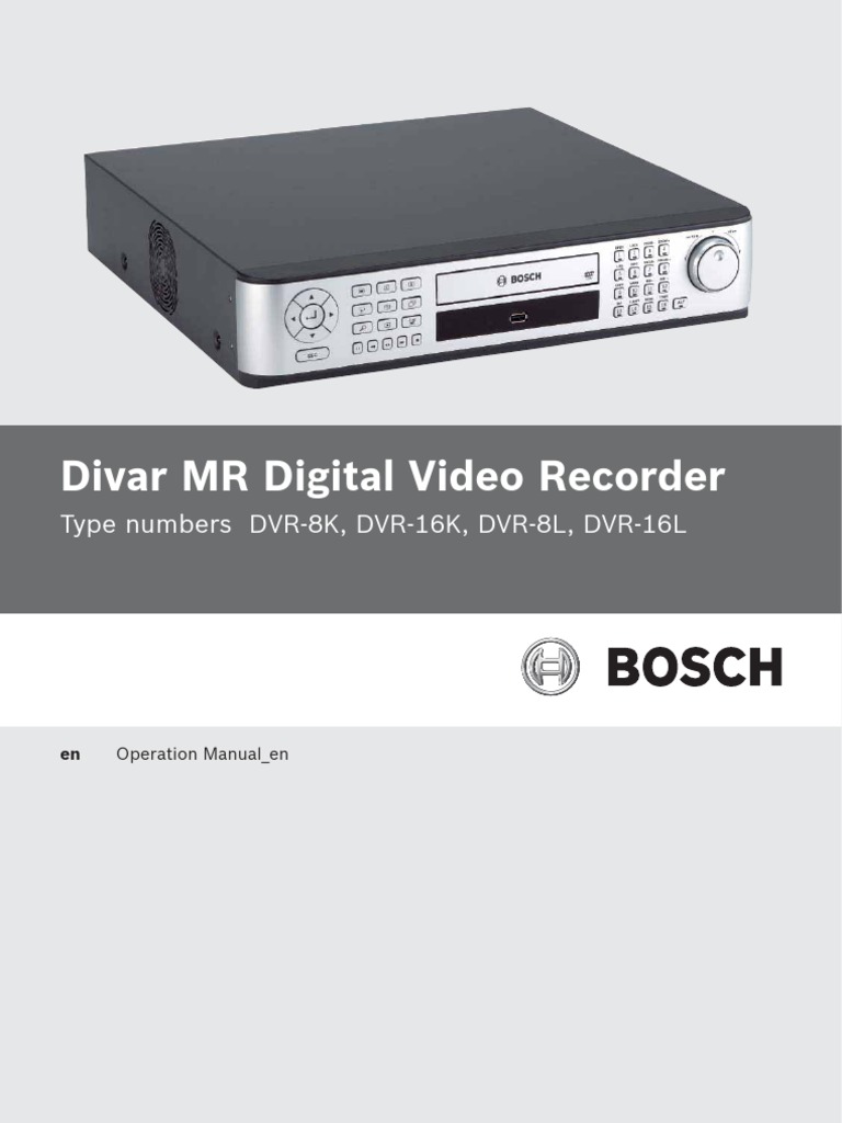 Bosch CCTV Divar MR Operating Manual PDF | PDF | Ac Power Plugs And ...