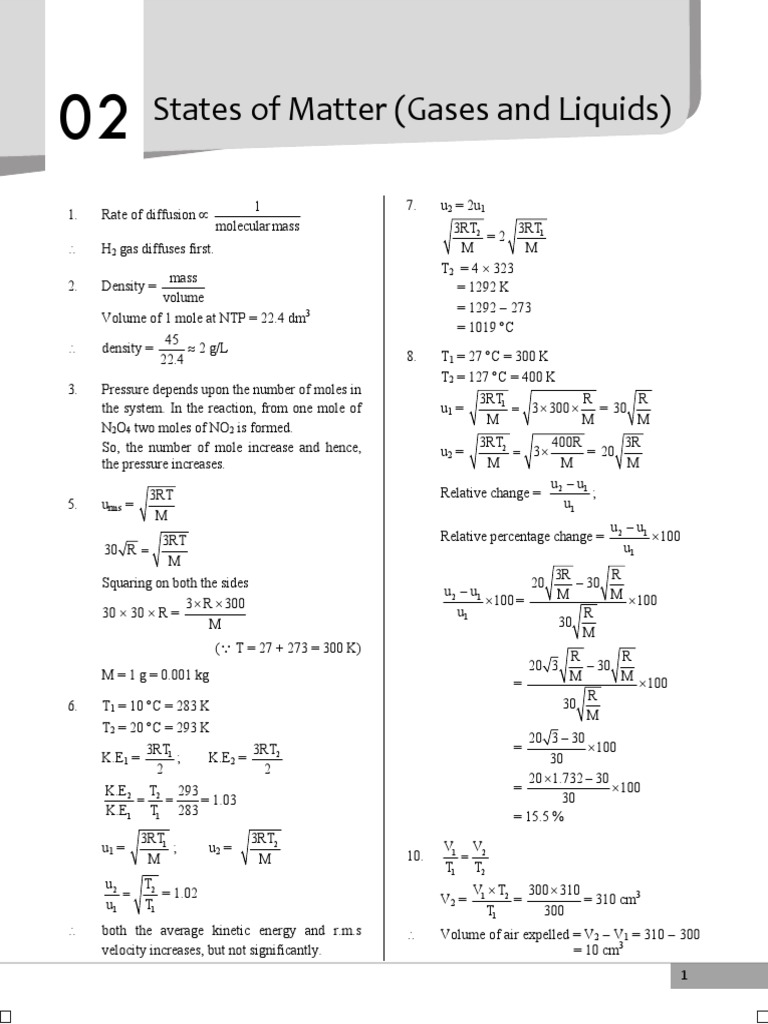 Chapter 02: States of Matter (Gases and Liquids) | PDF | Gases | Density