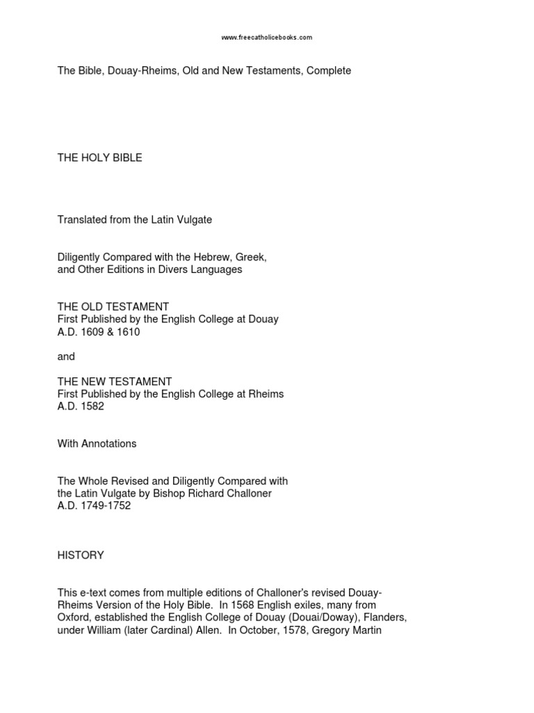The Douay-Rheims Bible: A Foundational Catholic Translation | PDF ...