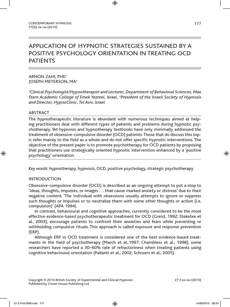 Ocd Strategies | PDF | Obsessive–Compulsive Disorder | Hypnosis