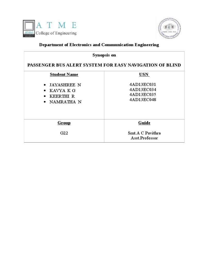 1.passenger BUS Alert System For Easy Navigation of Blind | PDF | Arm ...