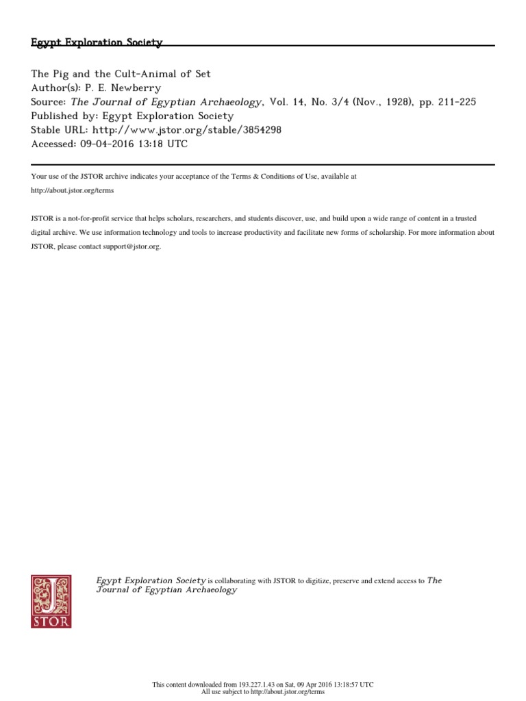 The Pig Cult in Ancient Egypt | PDF | Wild Boar | Pig