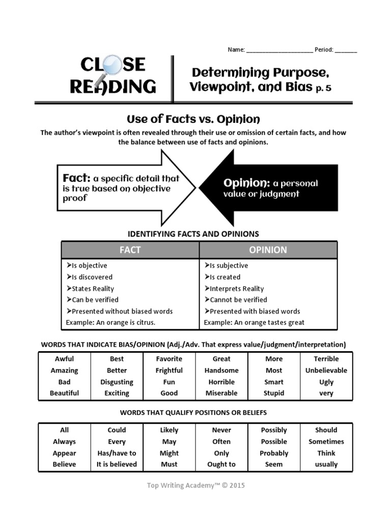 Determining Purpose, Viewpoint, and Bias | PDF | Ignorance | Bias