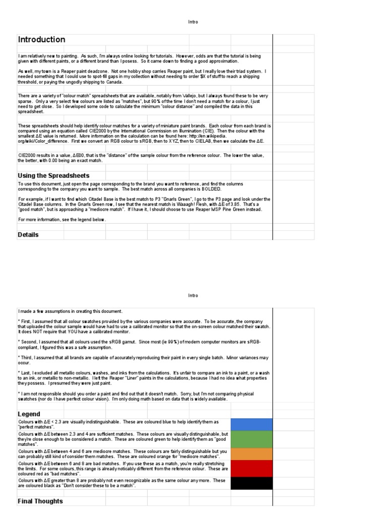 Paint Color Comparison Chart | PDF | Green | Grey