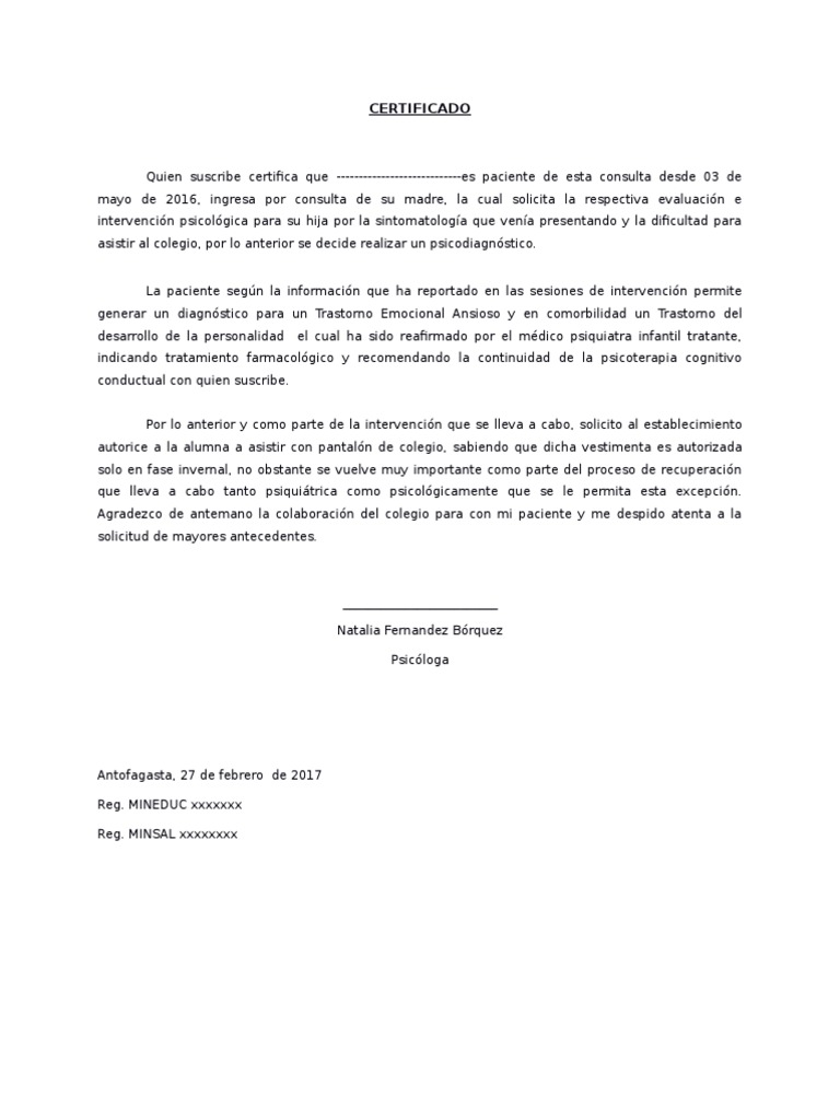 CERTIFICADO Psicologo CERTIFICADO Psicologo