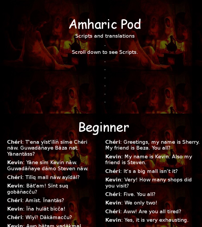 Amharic Pod: Scripts and Translations - Scroll Down To See Scripts ...