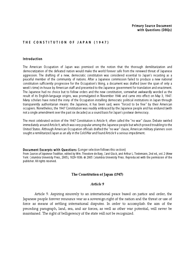 Japan Constitution - 1947 PDF | PDF