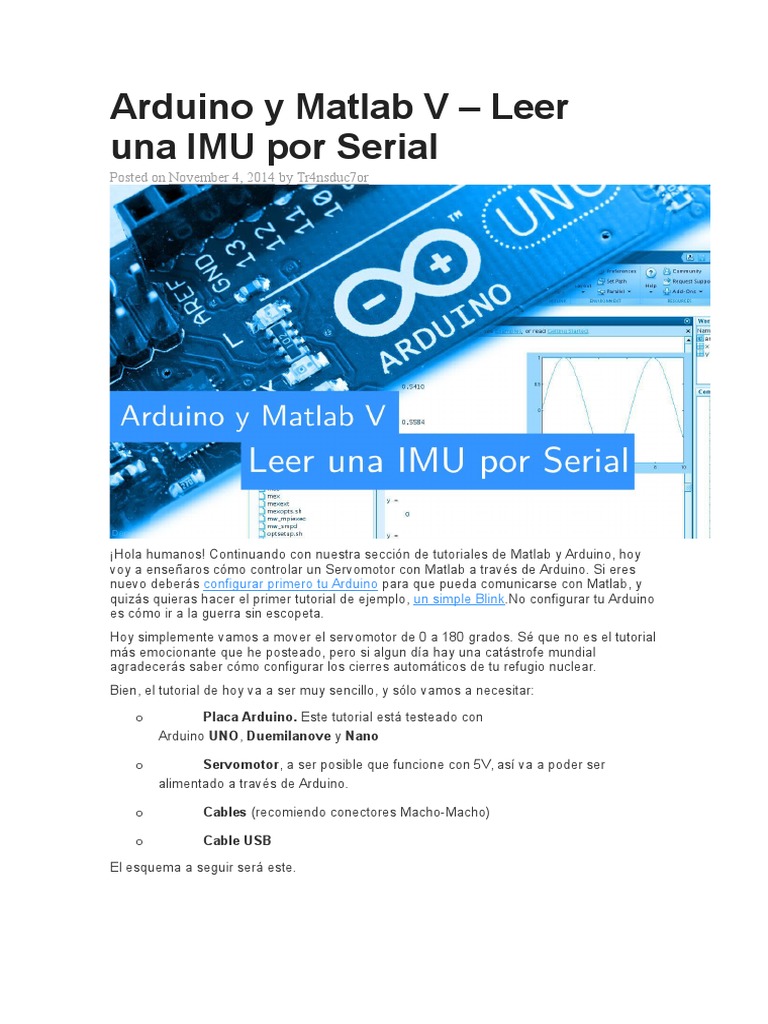Arduino Y Matlab Proyecto Pdf Arduino Usb