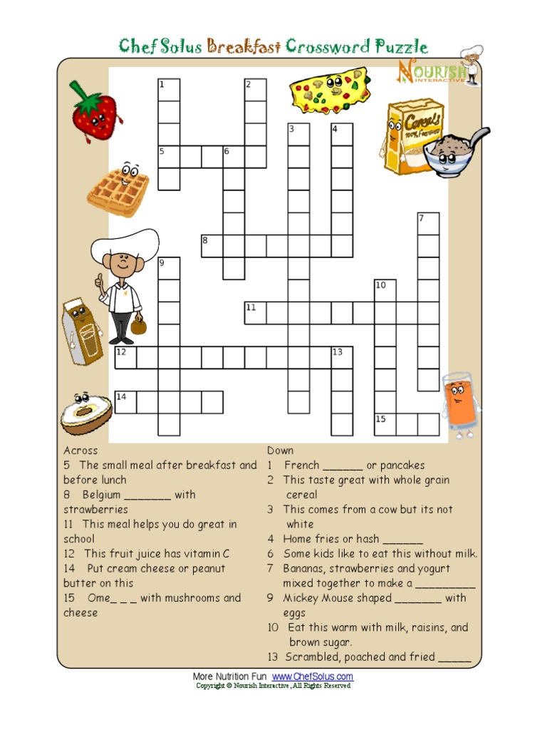 Crossword Puzzle Kids Healthy Words Breakfast | PDF | Food And Drink ...