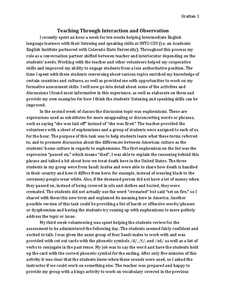 Teaching Through Interaction and Observation | PDF | Word | English ...