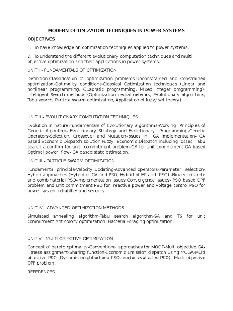 Evolution of Optimization Techniques for Power Systems: A Survey of Evolutionary Computation ...