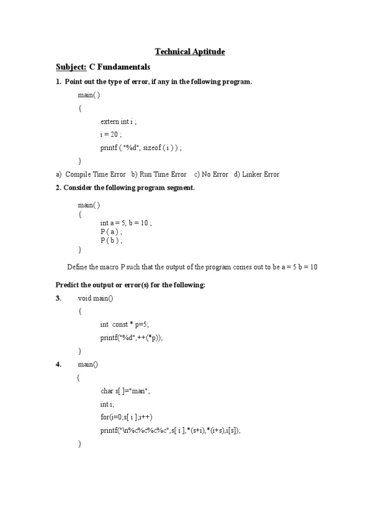 Technical Aptitude | PDF | C (Programming Language) | Software Development