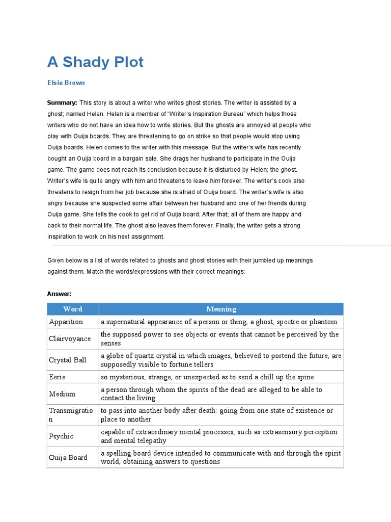 A Shady Plot: Elsie Brown | PDF | Ghosts | Narration