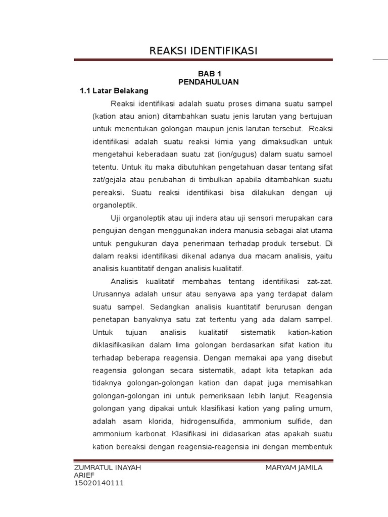Reaksi Identifikasi | PDF