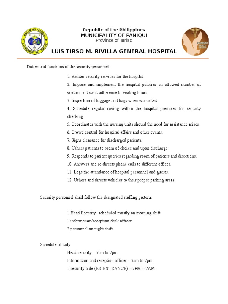 Luis Tirso M. Rivilla General Hospital: Municipality of Paniqui | PDF ...