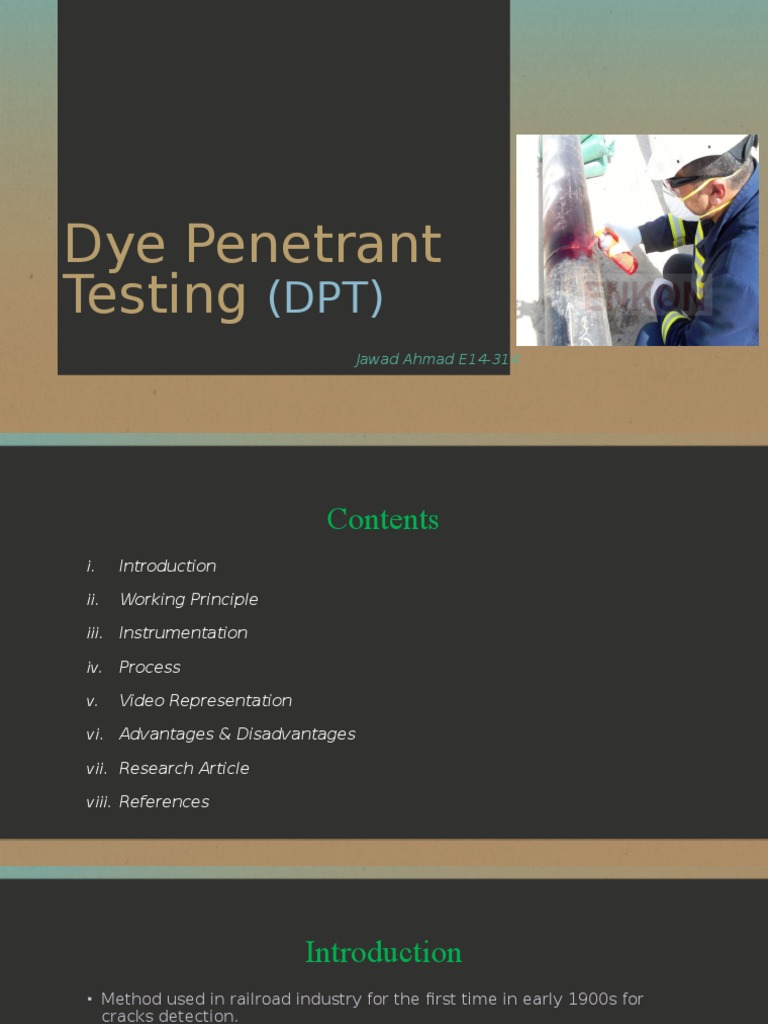 Dye Penetrant Testing (DPT) | PDF | Industries | Chemistry