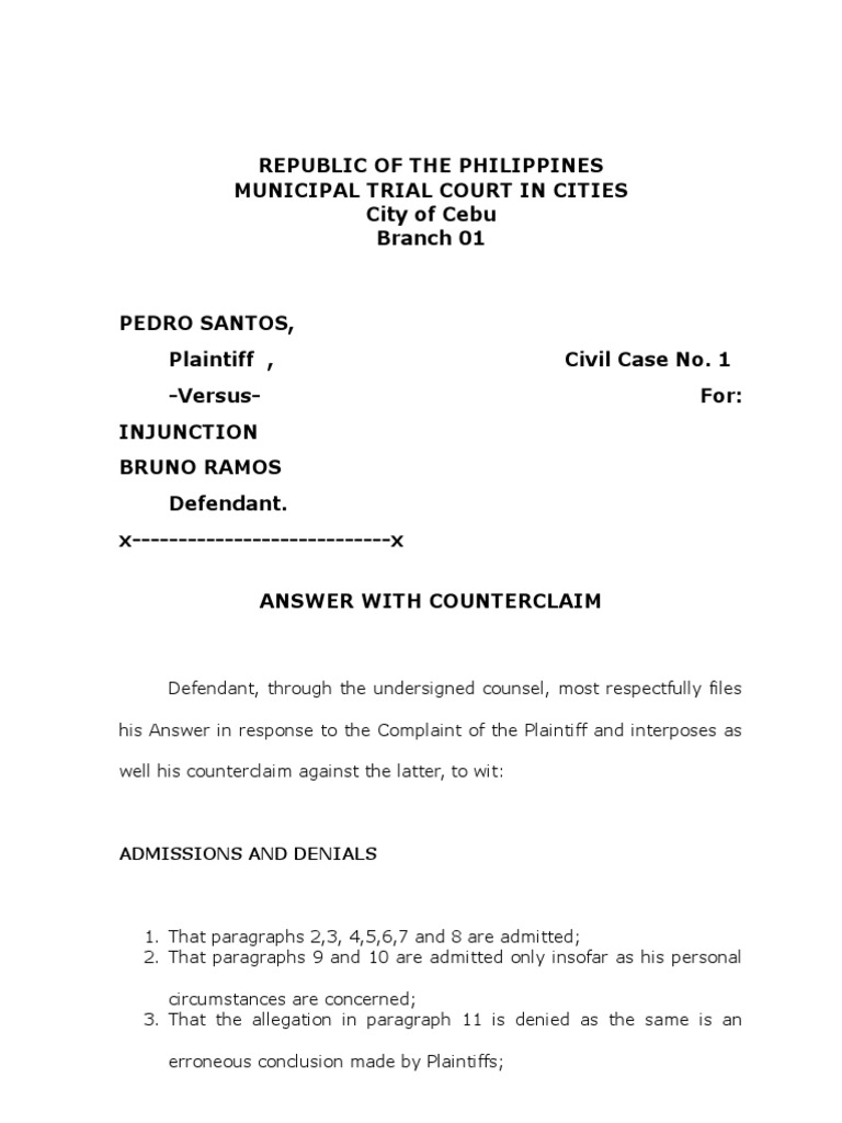 Republic of The Philippines Municipal Trial Court in Cities City of ...