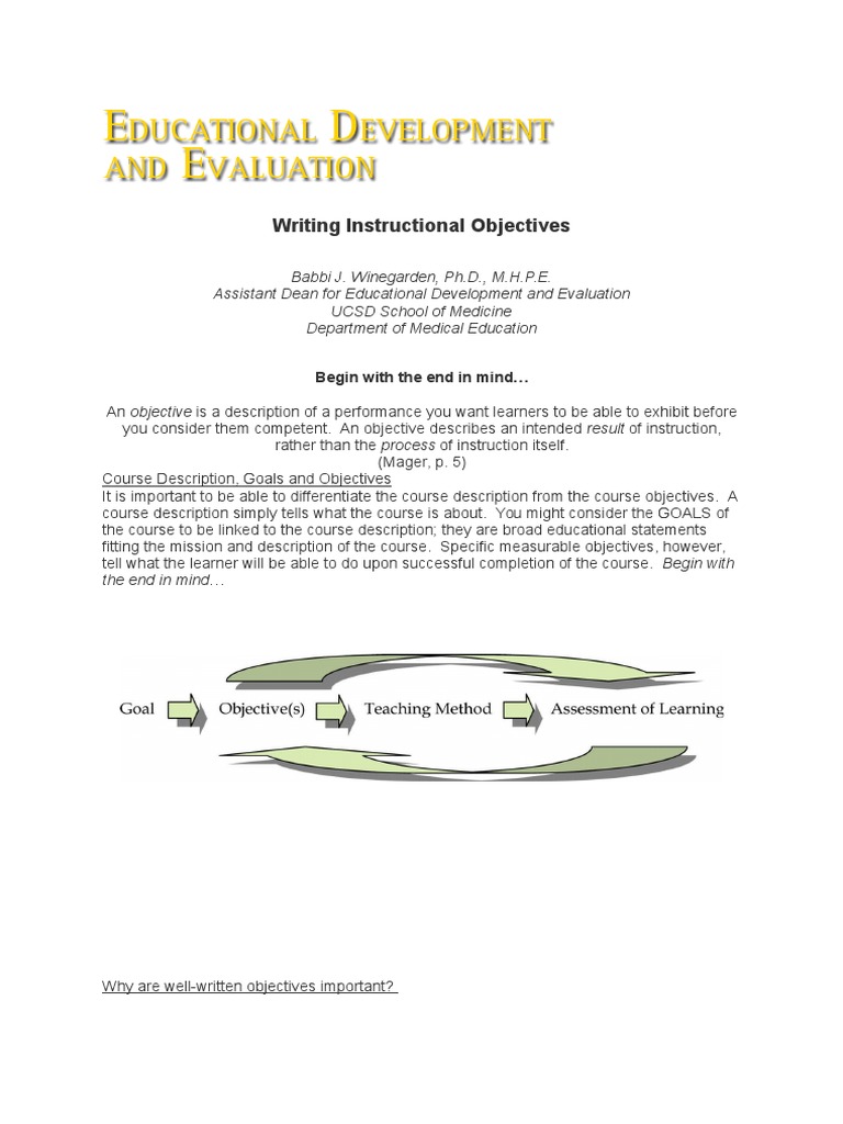 Writing Instructional Objectives | PDF | Medicine | Behavioural Sciences