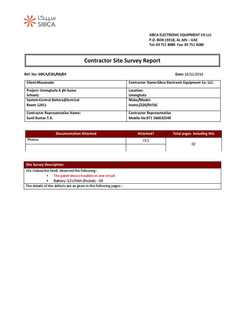 Sibca Electronics Site Survey Report | PDF