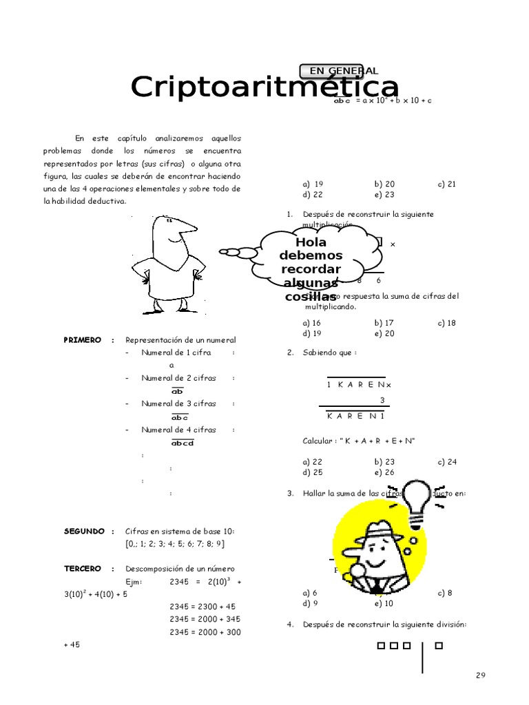 Criptoaritmética | PDF | Notación Matemática | Notación
