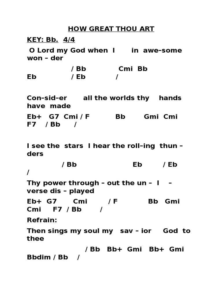 How Great Thou Art (Chord Chart) | PDF