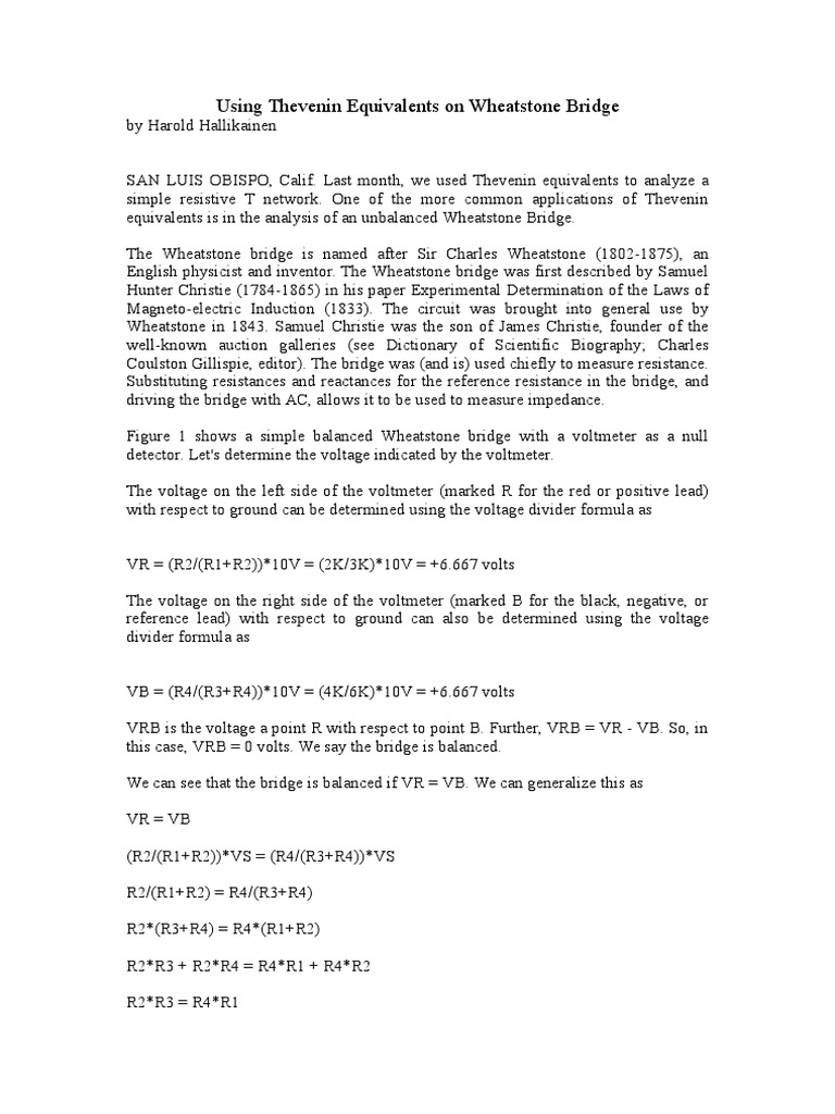Wheatstone Bridge | PDF | Electrical Resistance And Conductance | Resistor