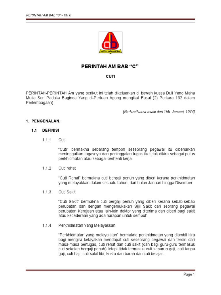 Panduan Cuti Pegawai Awam | PDF