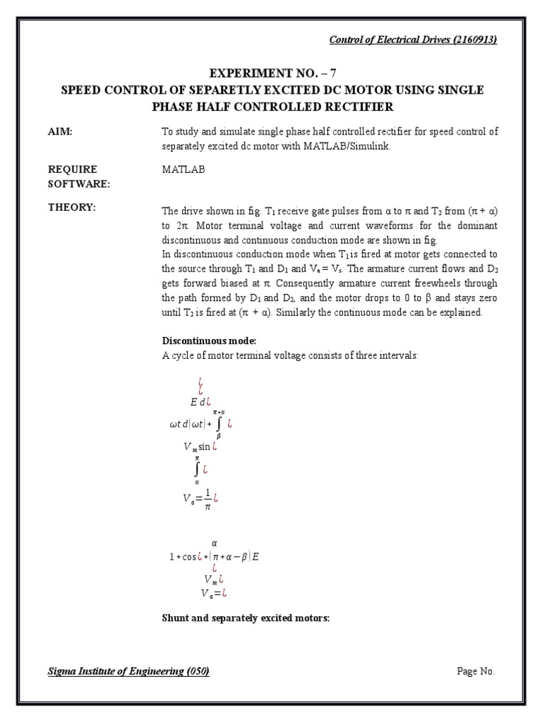 Simulation of Speed Control of a Separately Excited DC Motor Using a ...