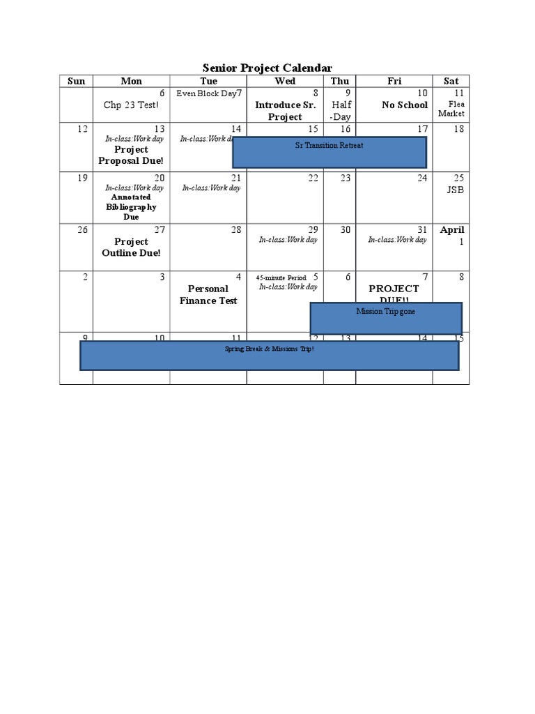 Senior Project Timeline and Deadlines | PDF