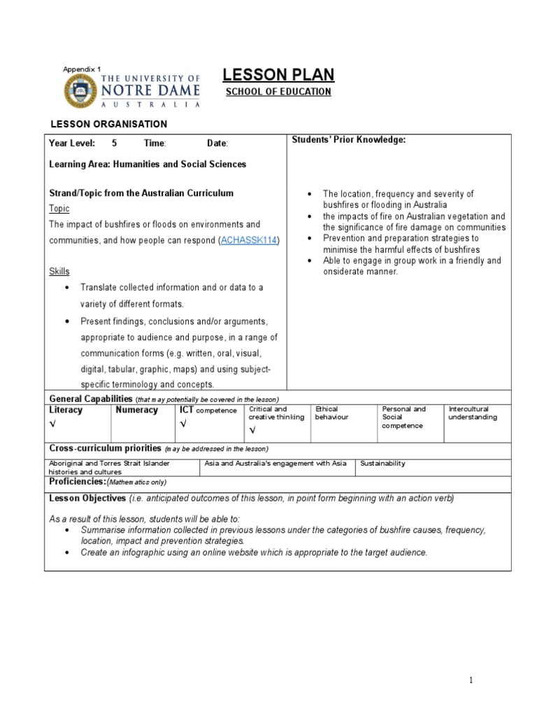 Year 5 Lesson Plan: Infographics on Bushfires | PDF | Art