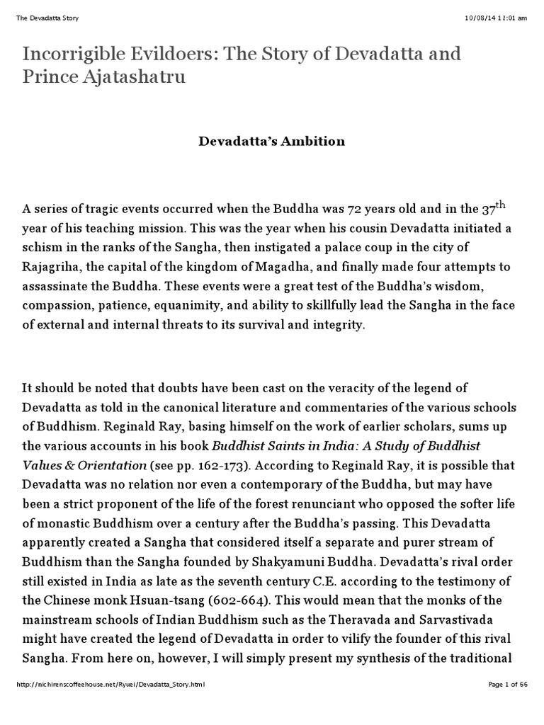 The Devadatta Story | PDF | Gautama Buddha | Asceticism