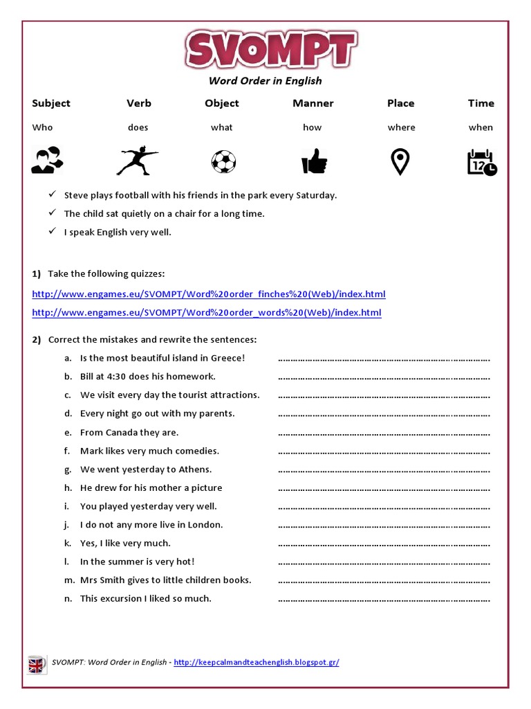 SVOMPT: Word Order in English | Linguistic Typology | Cognition