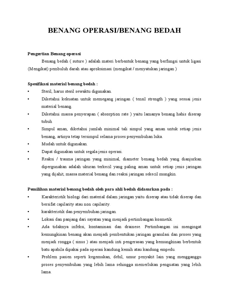 Benang Operasi | PDF