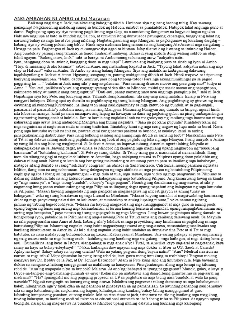 ANG AMBAHAN NI AMBO Ni Ed Maranan | PDF