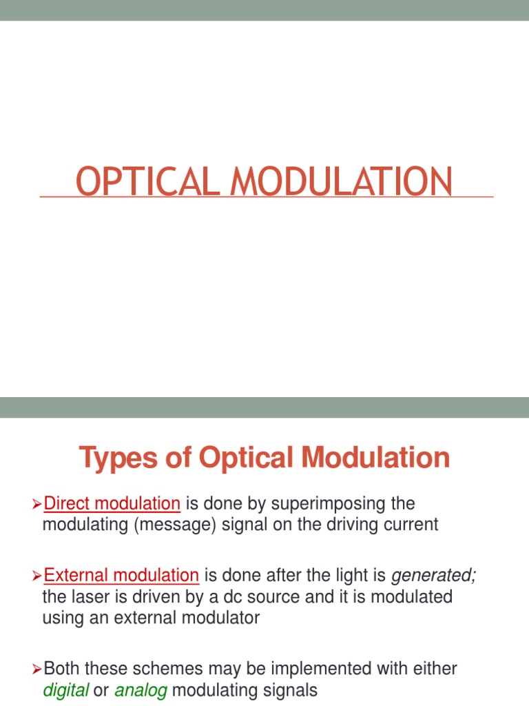 Lecture 6 Optical Modulators | PDF | Laser | Modulation
