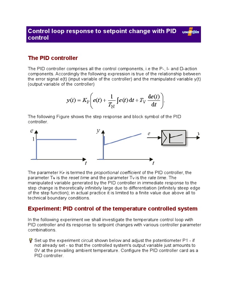 Control Loop Response To Setpoint Change With PID Control | PDF | Control System | Parameter ...