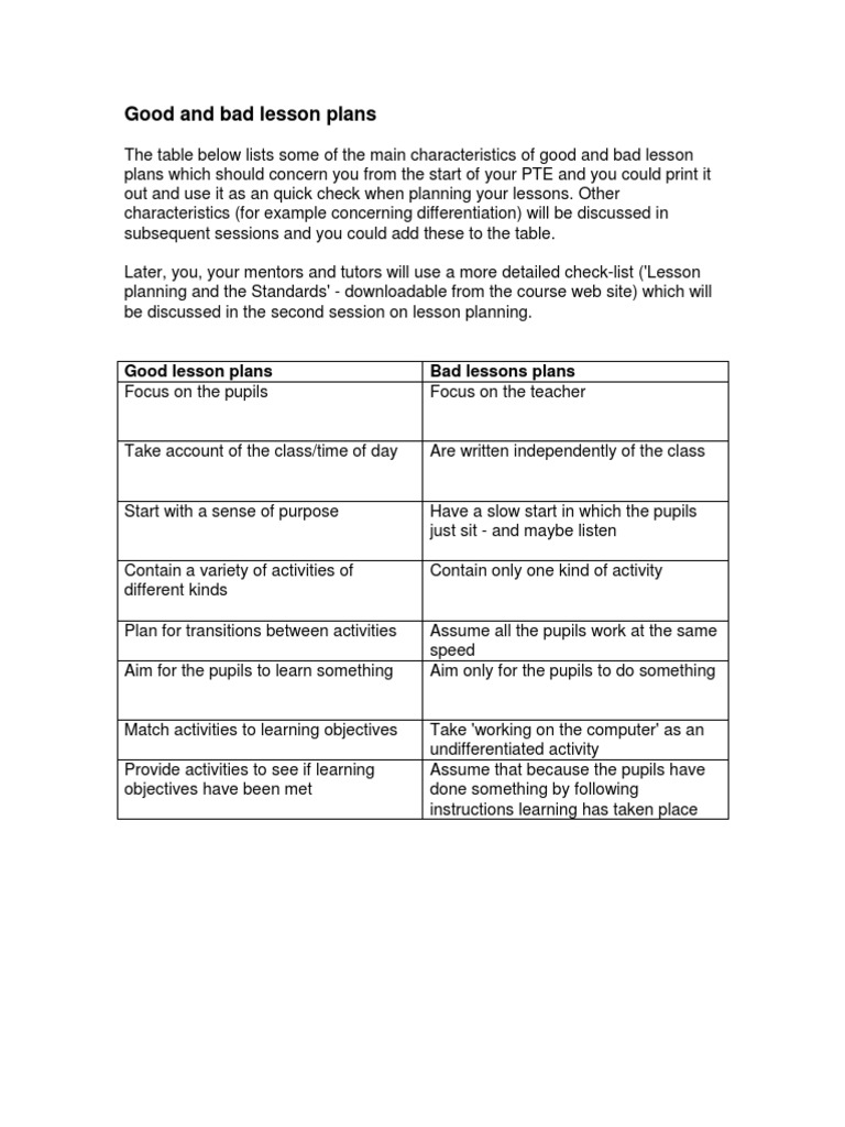 Comparing GD To Bad Lesson Plan | PDF