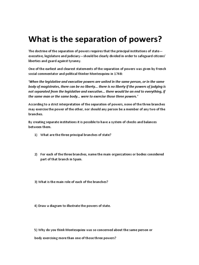 Separation of Powers Explained | PDF