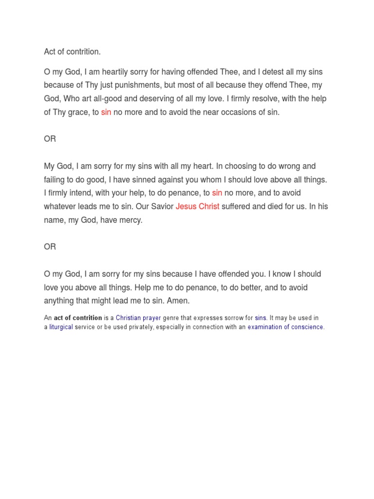 Christian Prayer Sins Liturgical Examination of Conscience | PDF ...