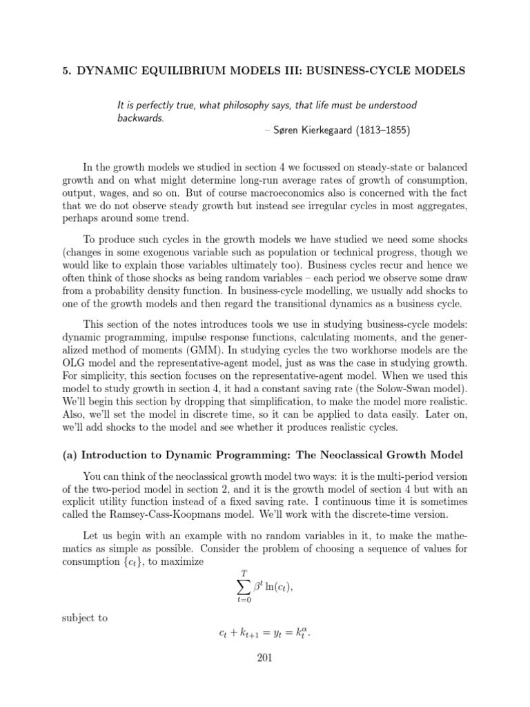 Dynamic Equilibrium Models Iii: Business-Cycle Models | PDF | Labour Economics | Macroeconomics