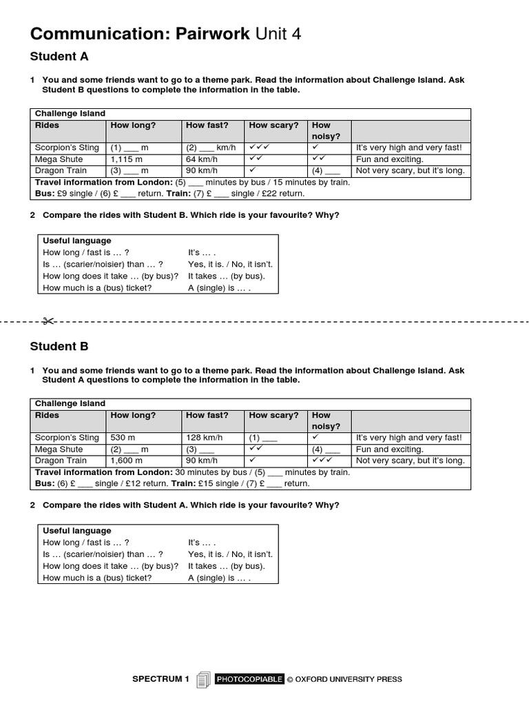 Spectrum TRD1 U4 Pairwork PDF | PDF