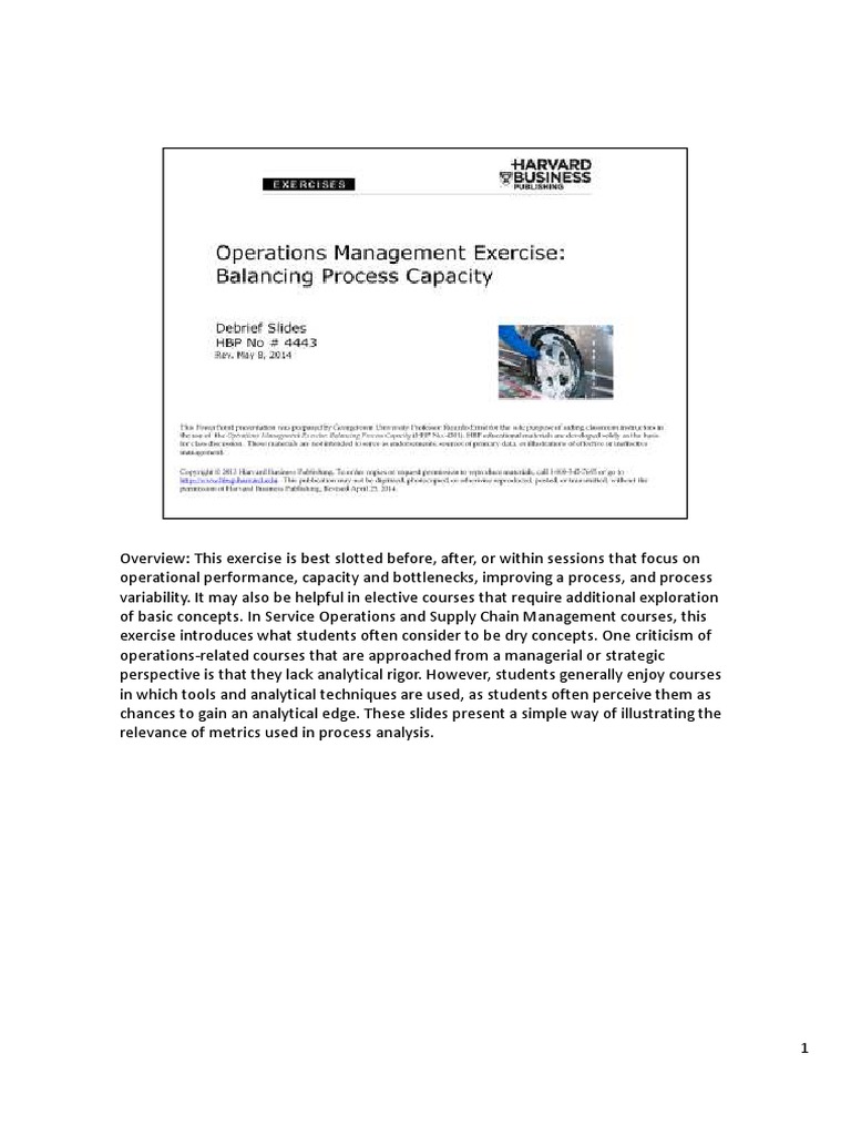 Balancing Process Capacity | PDF | Operations Management | Capacity Utilization