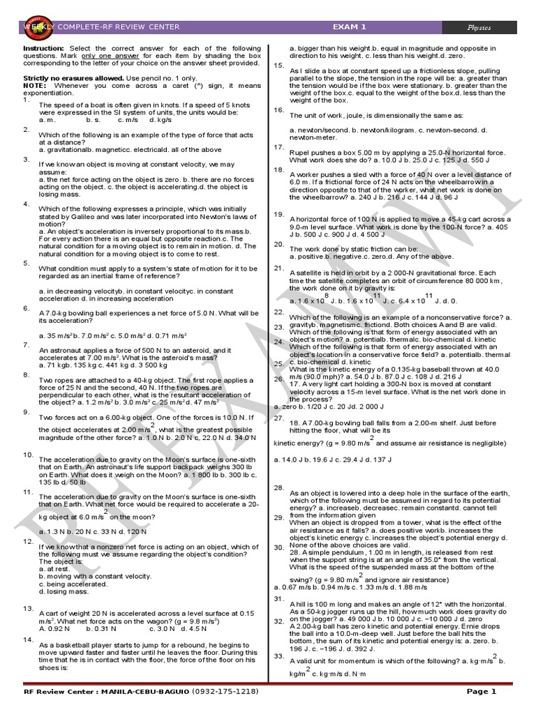 Week 1 Physics | PDF | Collision | Force