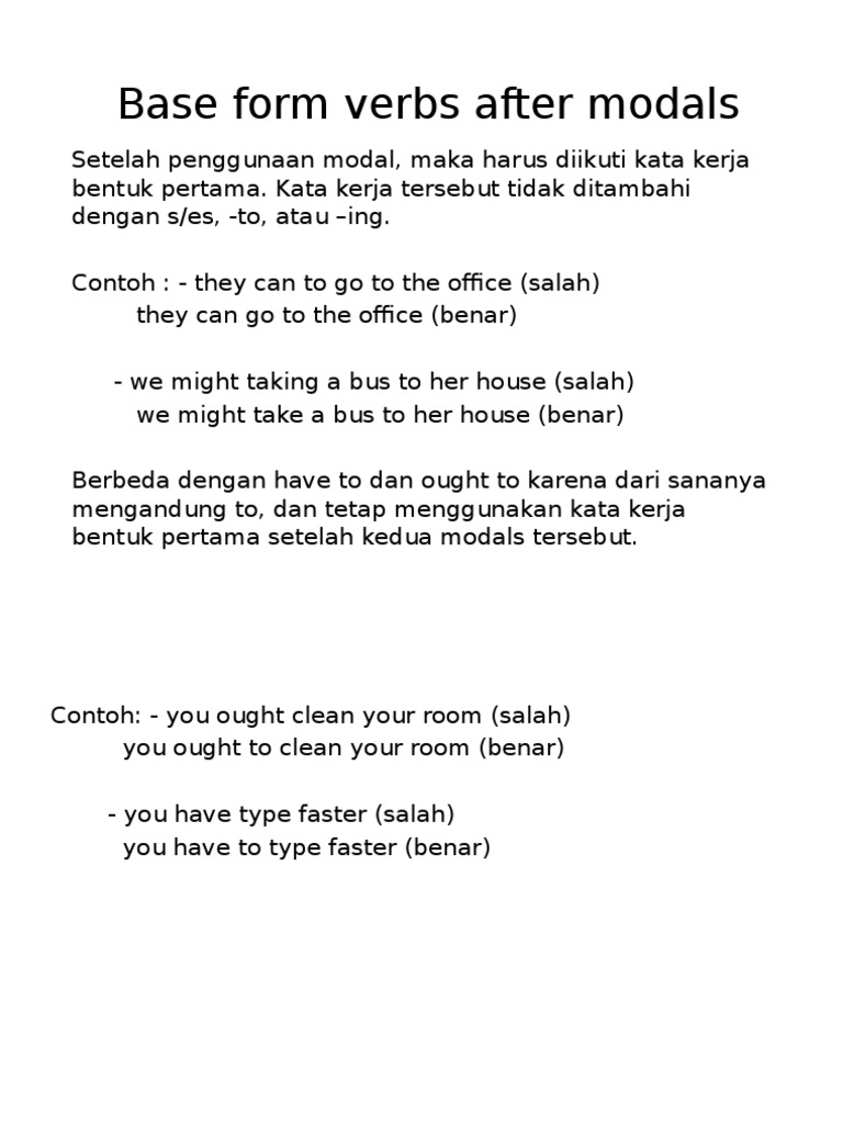 Base Form Verbs After Modals | PDF