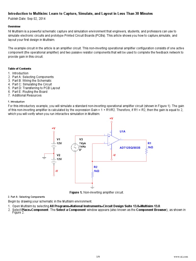 NI Multisim Tutorials | PDF | Electronic Circuits | Operational Amplifier