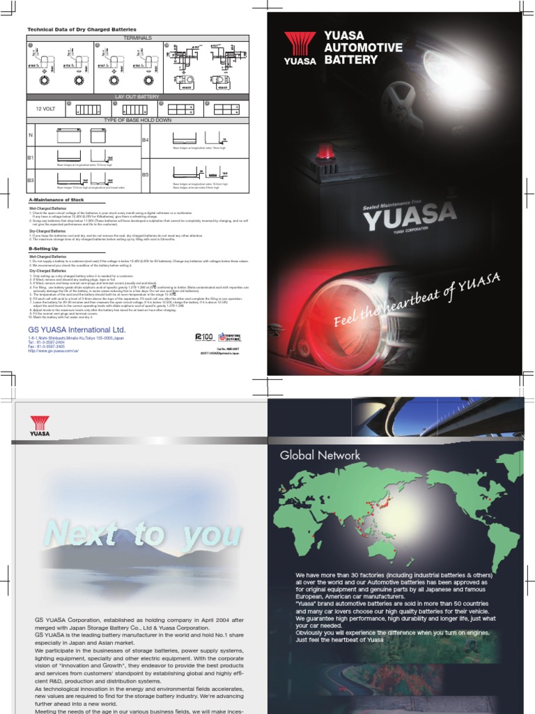 Yuasa Battery Spec | PDF | Battery (Electricity) | Electromagnetism