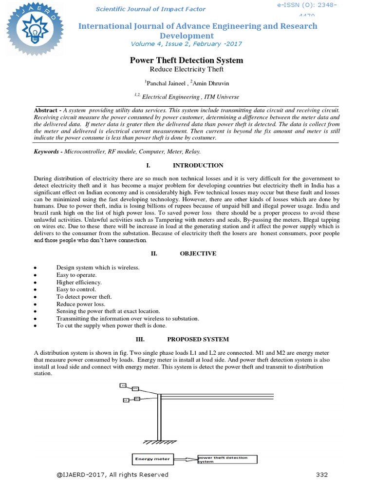 Power Theft Detection System-IJAERDV04I0272177 | PDF | Electric Power ...
