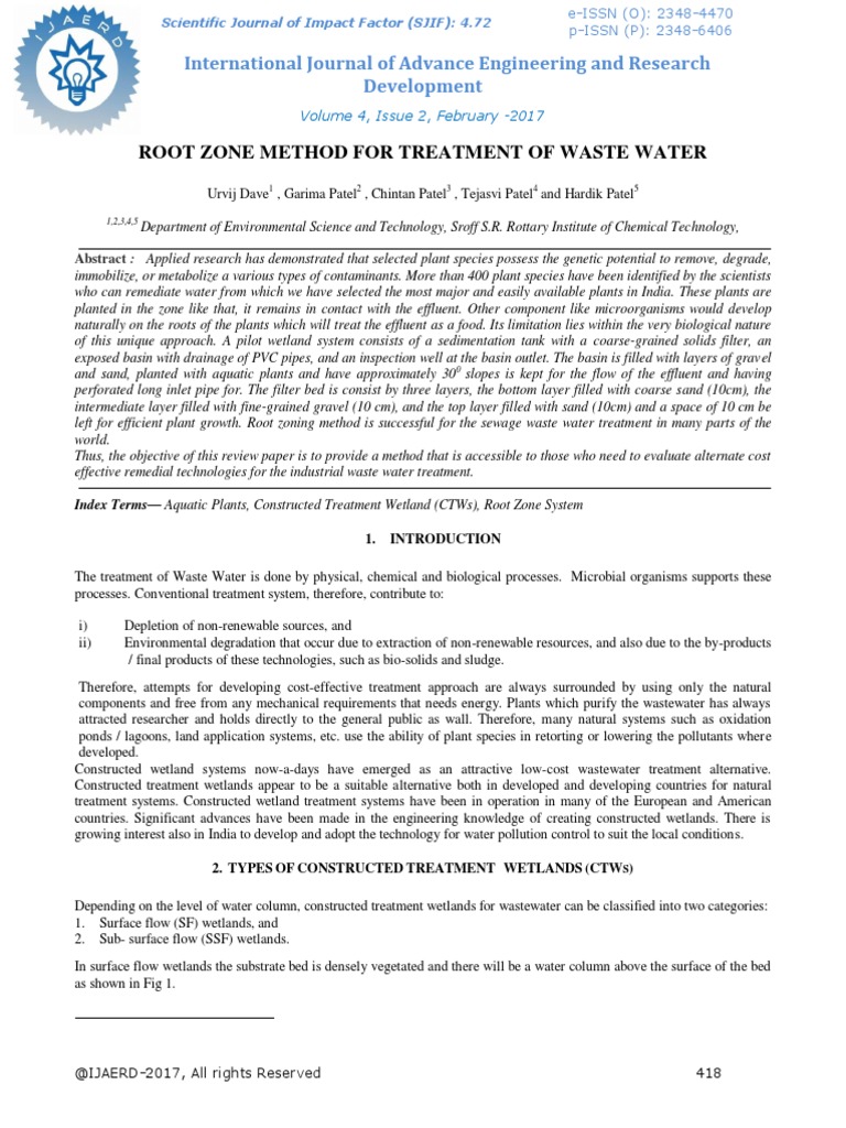 Root Zone Method For Treatment of Waste Water-Ijaerdv04i0289634 | PDF ...