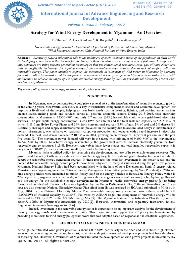 Strategy For Wind Energy Development in Myanmar - An Overview ...