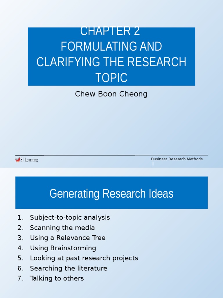 Chapter 2 Formulating And Clarifying The Research Topic Edited Pdf